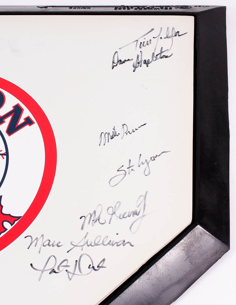 Multi-Signed Red Sox Logo Home Plate Signed By (18) With Dave Stapleton ...