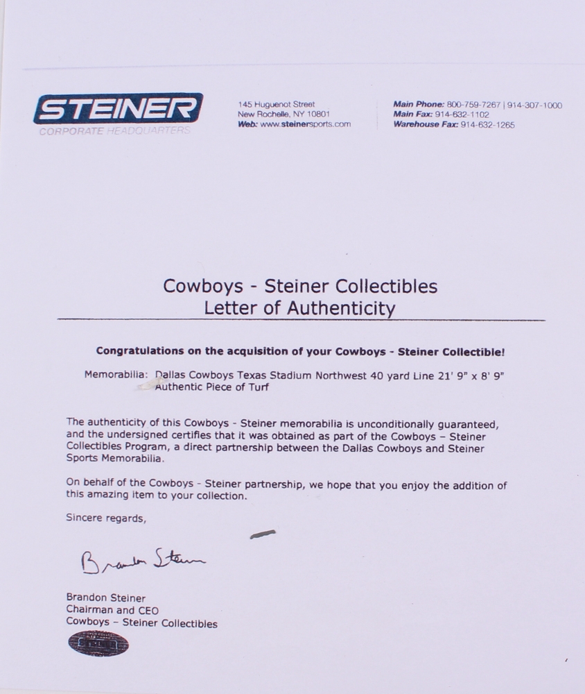 Dallas Cowboys Texas Stadium 7x9 Plaque with Authentic End Zone Turf ...