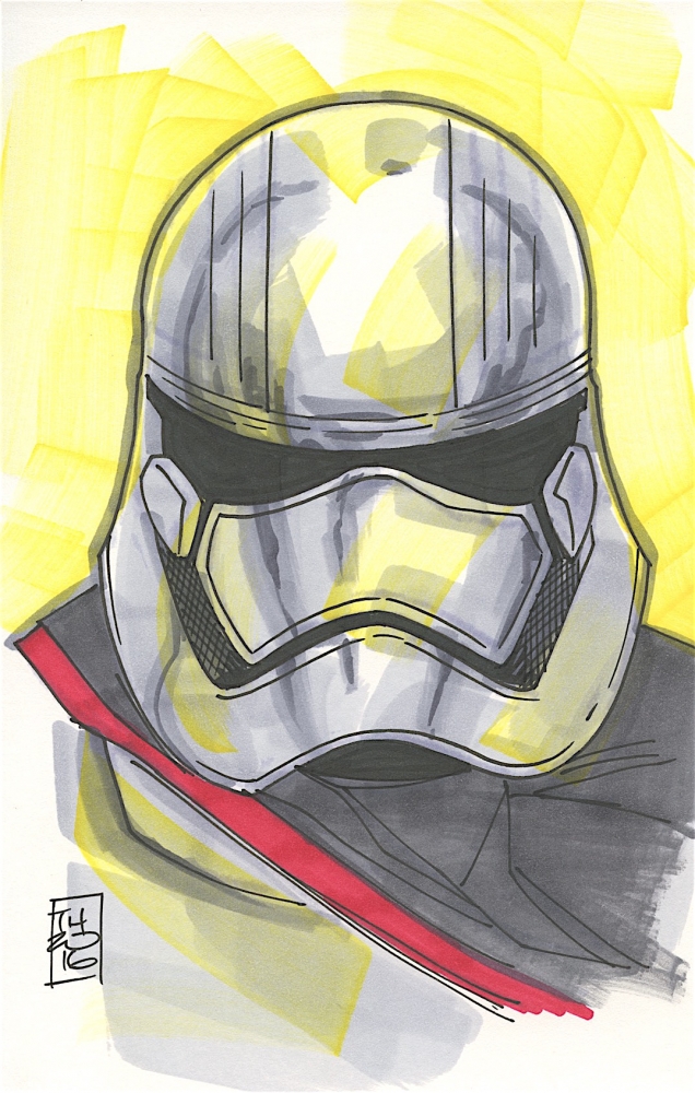 Captain Phasma "Star Wars" 1/1 ORIGINAL 5.5" x 8.5" Color Drawing on ...