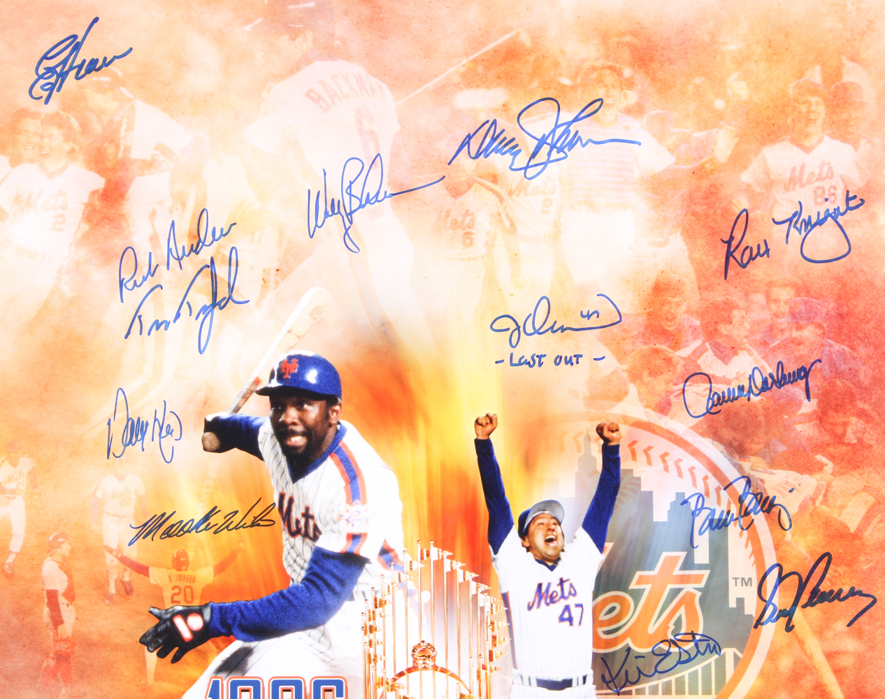 1986 Mets World Series Champions 16x20 Photo Team Signed by (25) with ...