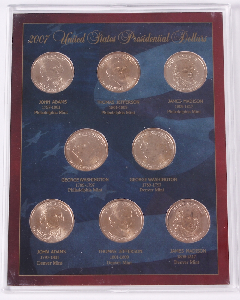 2007 United States Presidential $1 One Dollar Coins Set with Display ...