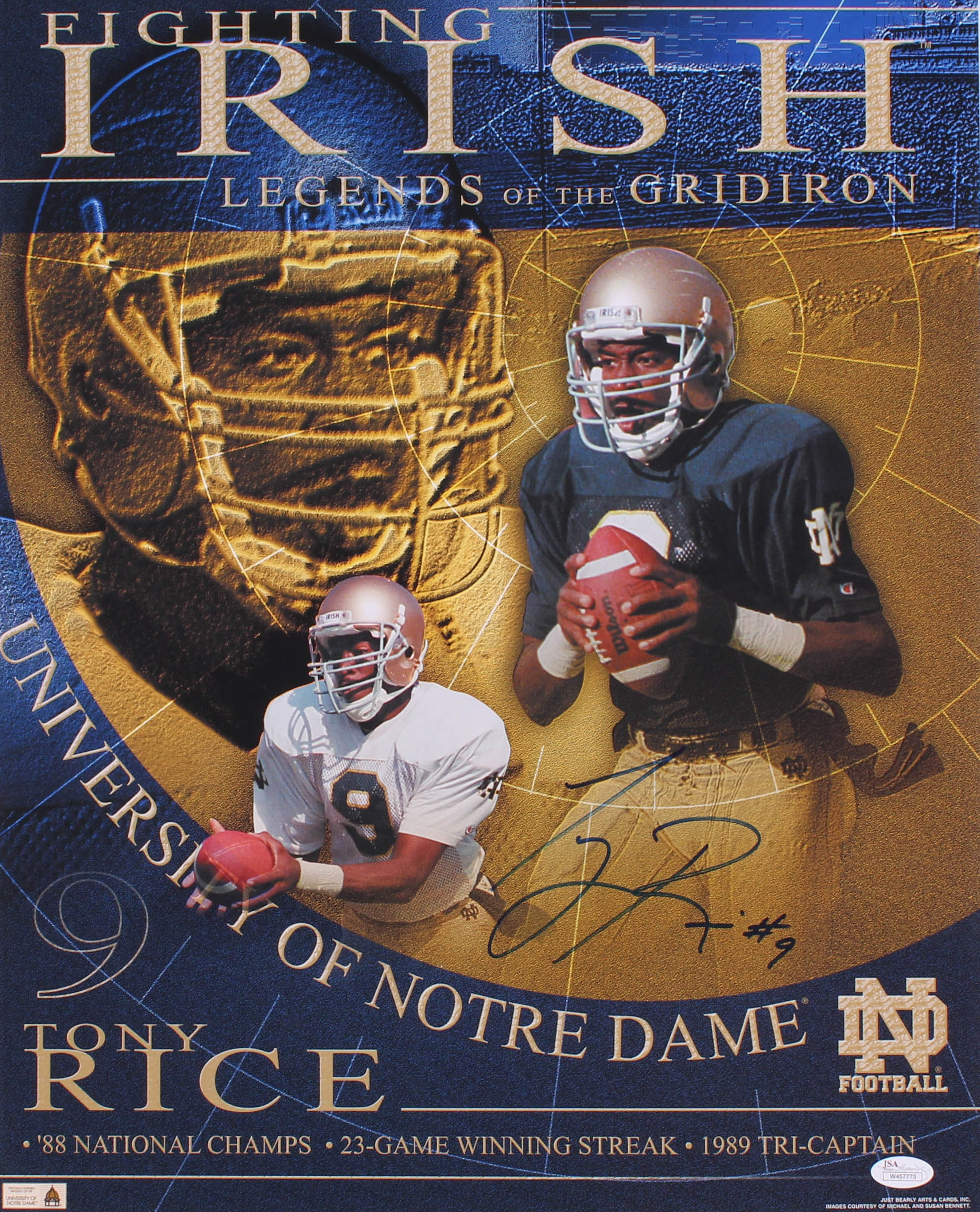 Tony Rice Signed Notre Dame Fighting Irish "1988 National Champs" 16x20 ...