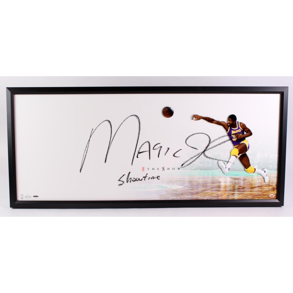 Magic Johnson Signed Lakers "The Show" 20x46 Custom Framed Display ...