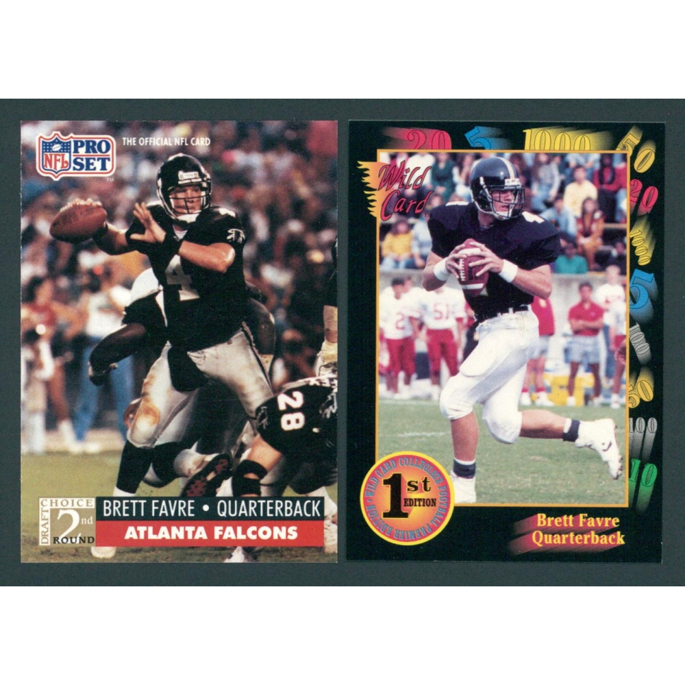 Lot of (2) Brett Favre Rookie Football Cards with 1991 Wild Card Draft ...