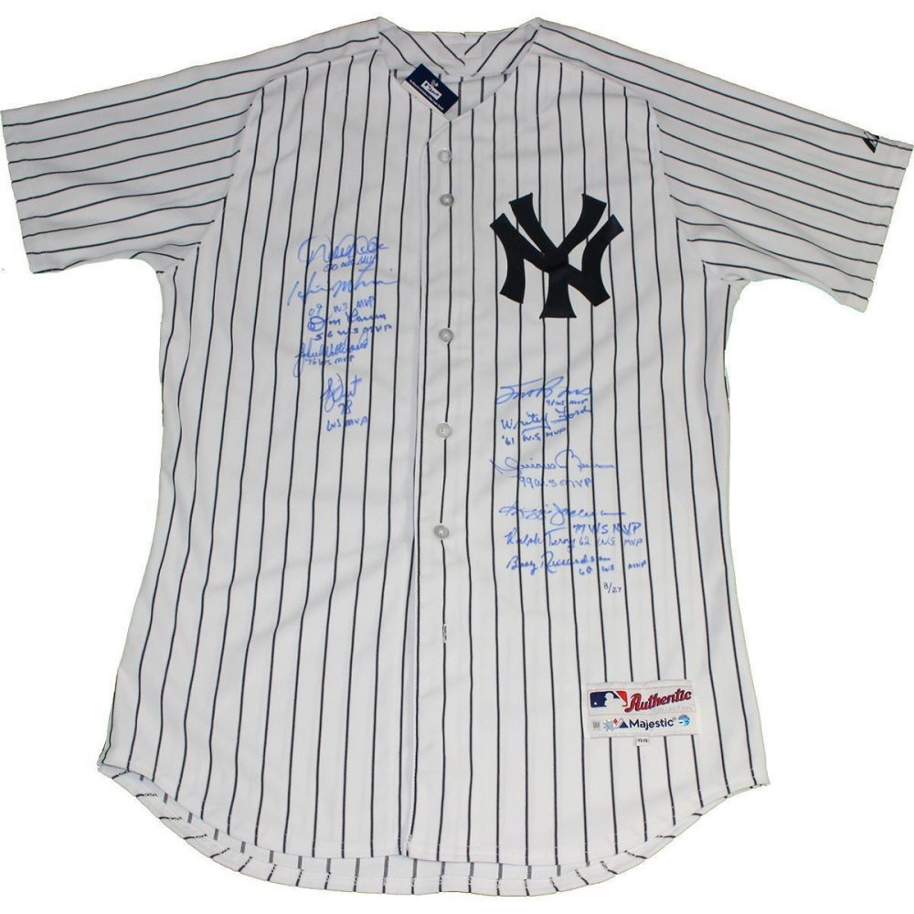 New York Yankees LE World Series MVP Jersey Team-Signed by (10) with Derek Jeter, Mariano Rivera ...