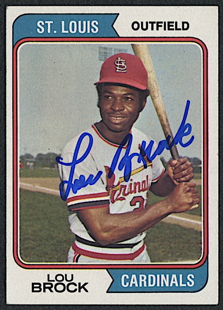 Lou Brock Signed 1974 Topps #60 Baseball Card (PA COA) | Pristine Auction