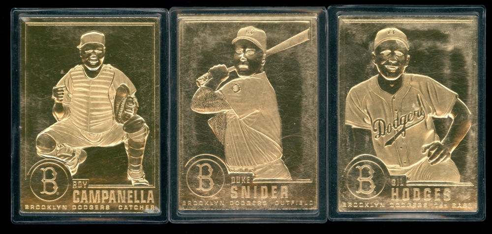 Lot of (3) Brooklyn Dodgers 1996 Danbury Mint 24K Gold Baseball Cards ...