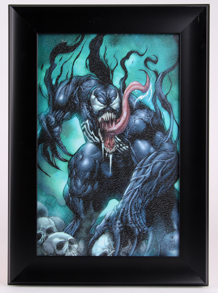 Spiderman "Venom on Skulls" 15x21 Custom Framed Textured Lithograph ...