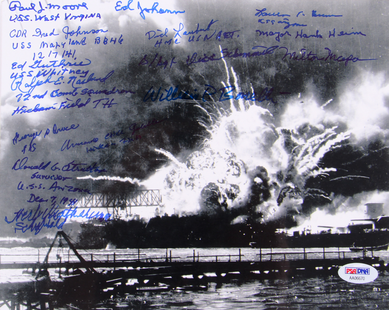 "Pearl Harbor Survivors" 8x10 Photo Signed by (15) With Ralph Naslund ...