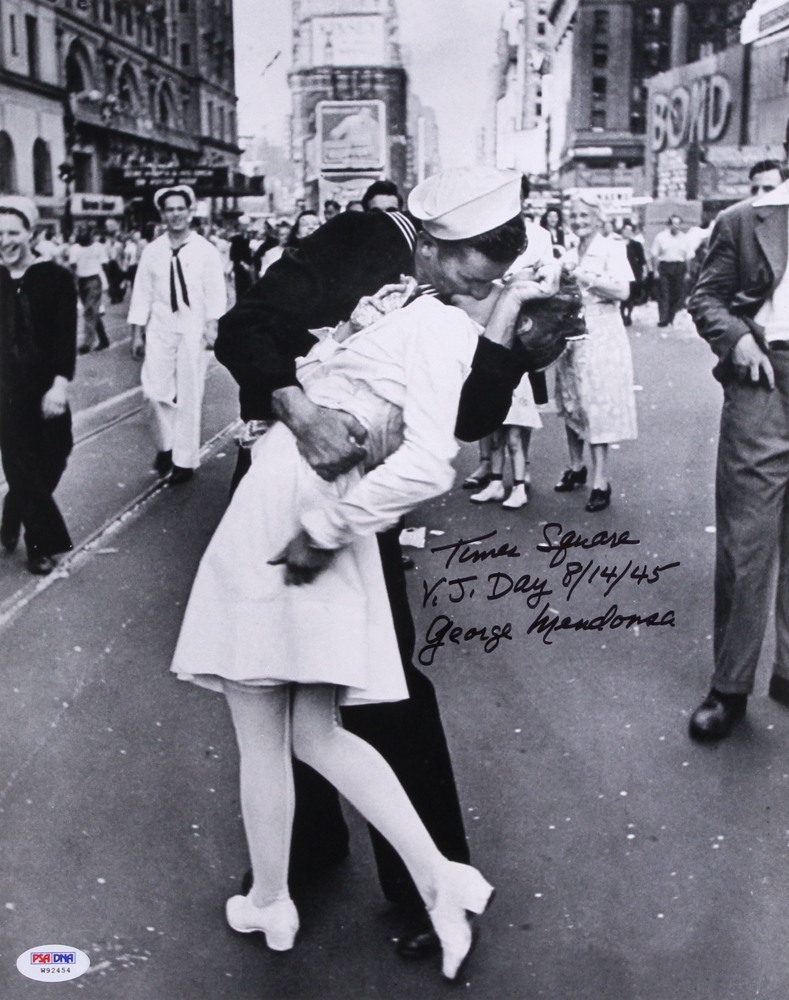 George Mendonsa Signed "The Kissing Sailor" 11x14 Photo Inscribed ...