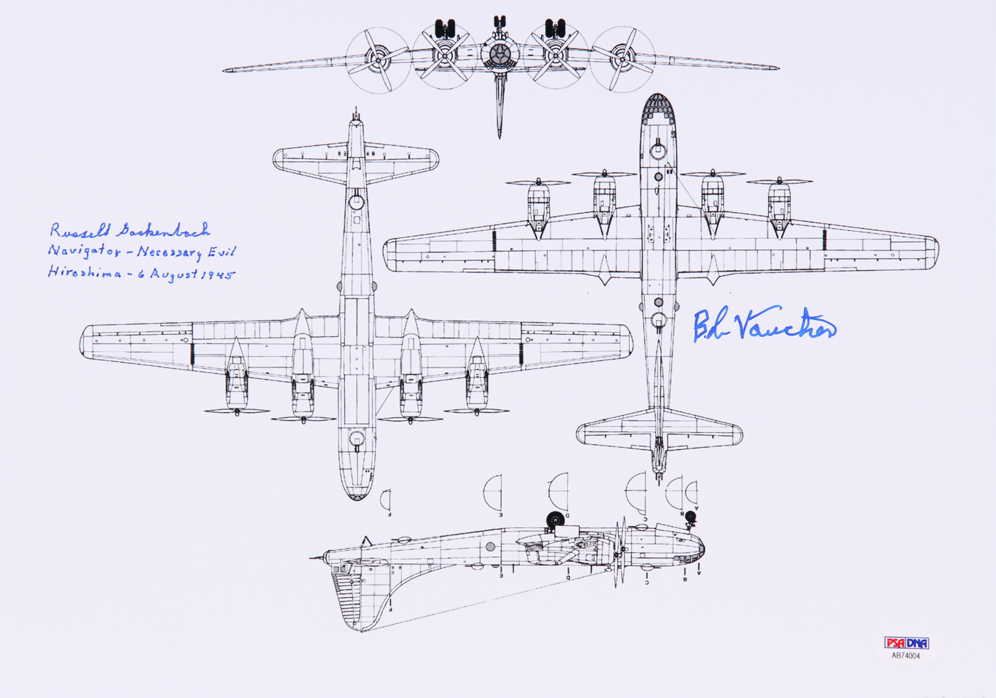 Russell Gackenbach & Bob Vaucher Signed B-29 Superfortress 11x14 Photo ...