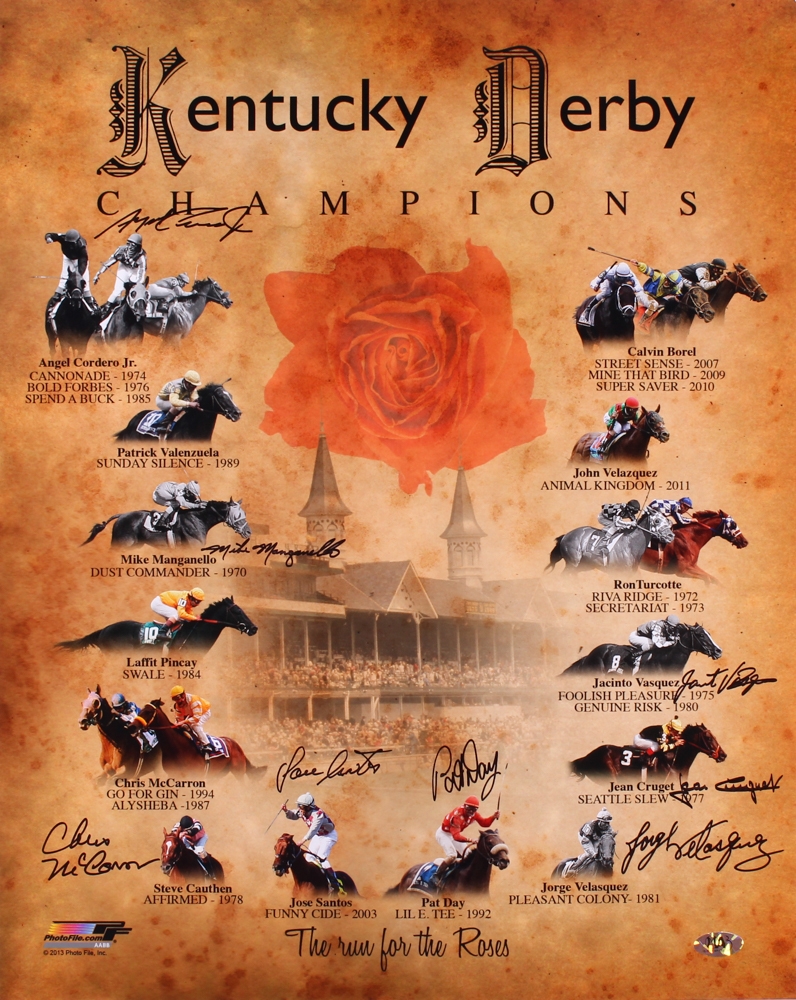 Kentucky Derby Champions 16x20 Photo Signed by (8) with Pat Day, Jean ...