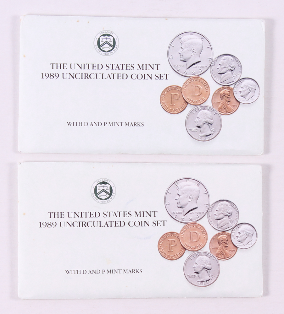 Lot of (2) 1989 Uncirculated United States Philadelphia & Denver Mint ...