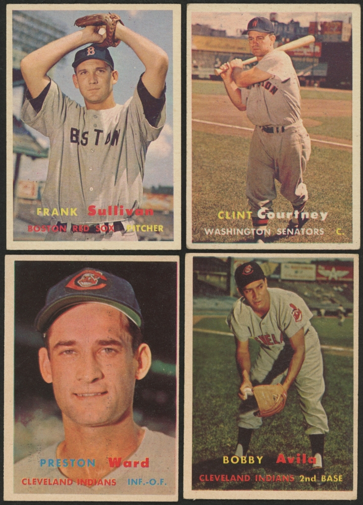 Lot of (22) 1957 Topps Baseball Cards with #252 Carl Erskine, #75 Jimmy ...