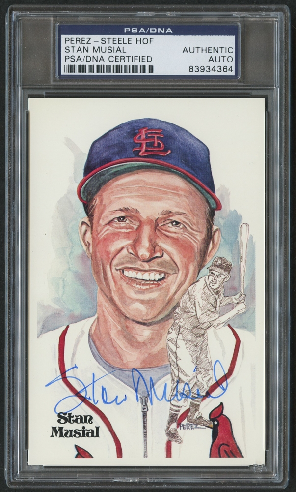 Stan Musial Signed LE 1981 Perez Steele Postcard (PSA Encapsulated ...