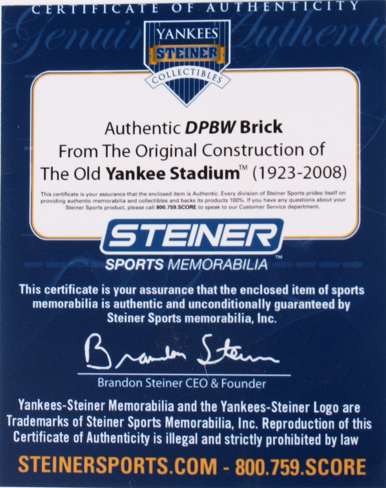 Authentic DPBW Brick from the Original Construction of the Old Yankee ...