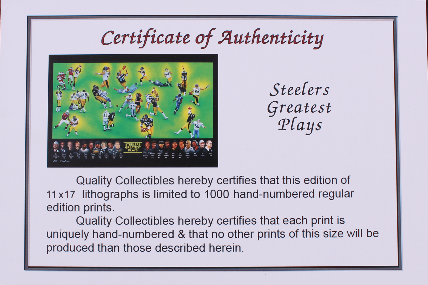 Ben Teeter LE "Steelers Greatest Plays" 11x17 Print | Pristine Auction