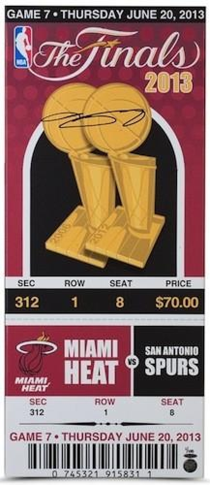 LeBron James Signed Heat "2013 Finals Game 7 Mega Ticket" LE 14x33 ...