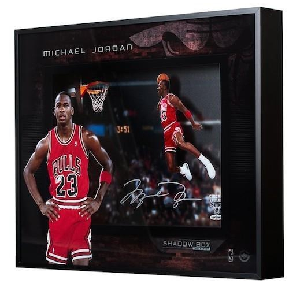 Michael Jordan Signed Chicago Bulls "1988 Gatorade Slam" 16x20x2 Custom Framed Shadowbox Display ...