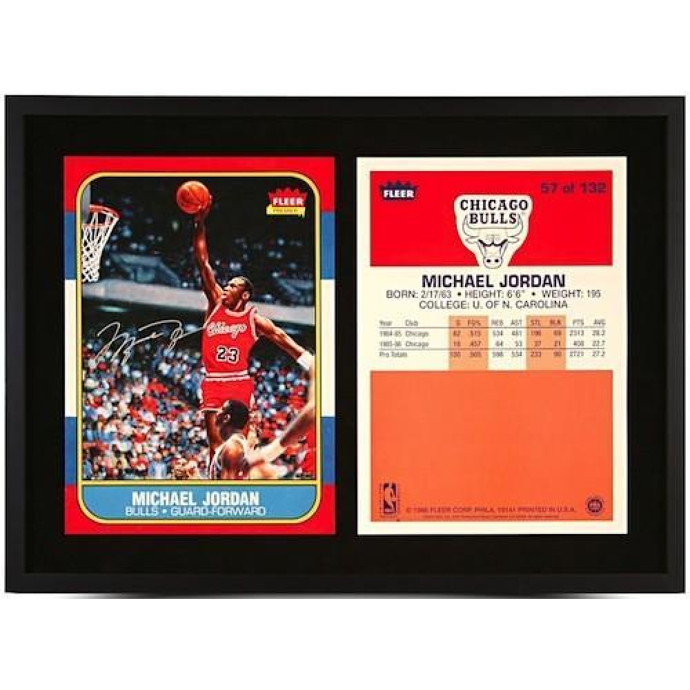 Michael Jordan Signed "Fleer Rookie Card Blow Up" 23x31 Custom Framed ...