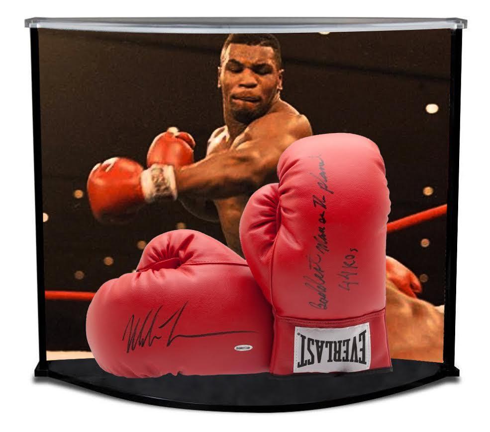 Mike Tyson Signed 16x19x12 Boxing Gloves Curve Display Inscribed ...