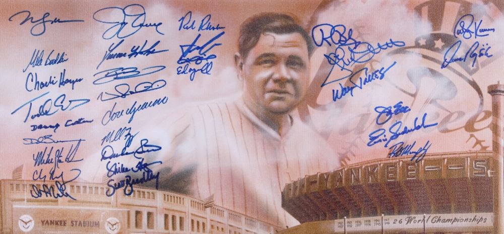 Yankees Stadium 21x26 Lithograph Signed by (30) with Ron Blomberg, Todd ...