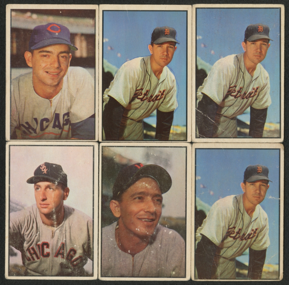 Lot of (6) 1953 Bowman Color Baseball Cards With #42 Tommy Brown, #75 ...