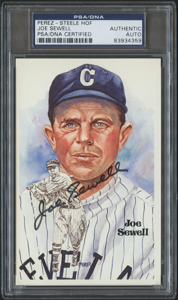 Joe Sewell Signed LE 1989 Perez Steele HOF Postcard (PSA Encapsulated ...