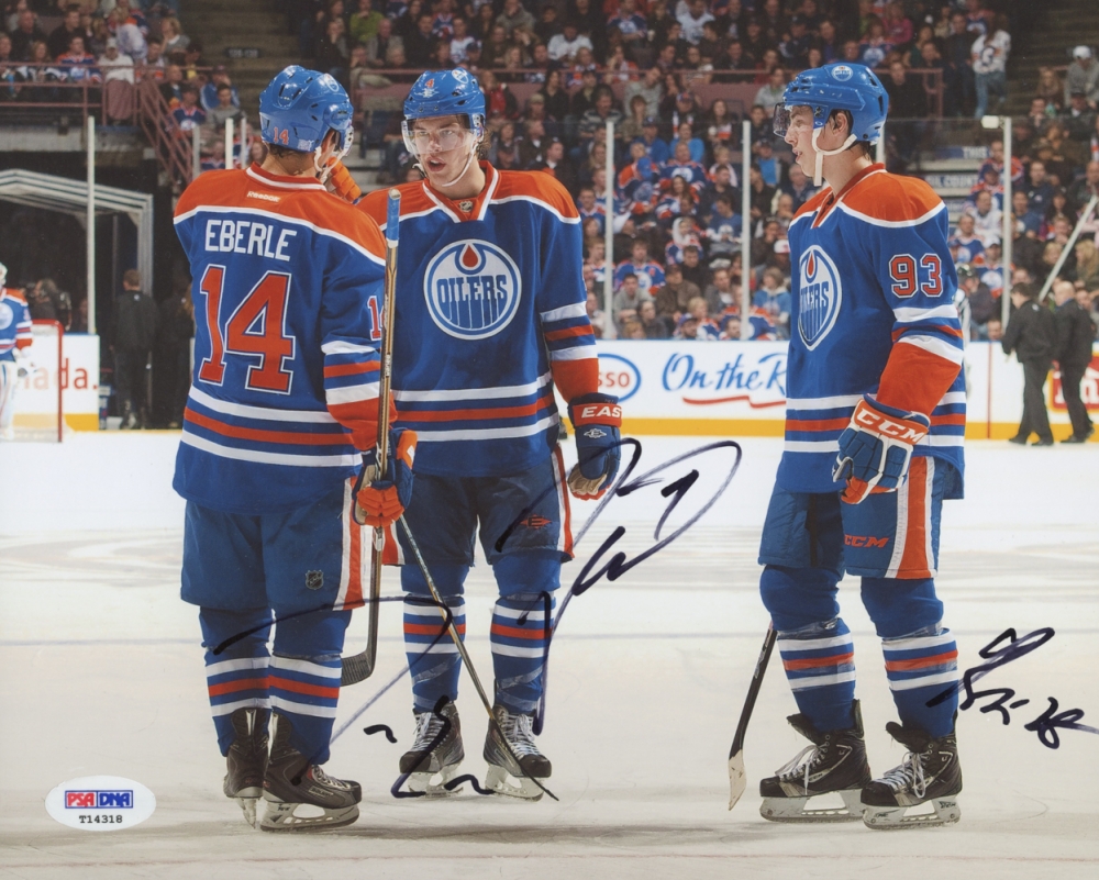 Ryan Nugent-Hopkins, Taylor Hall & Jordan Eberle Signed Oilers 8x10 ...