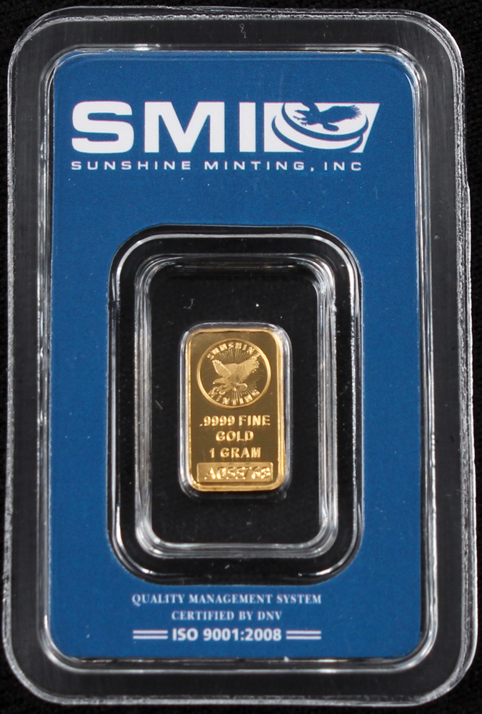 1 Gram Sunshine Gold Bar in Assay Card | Pristine Auction