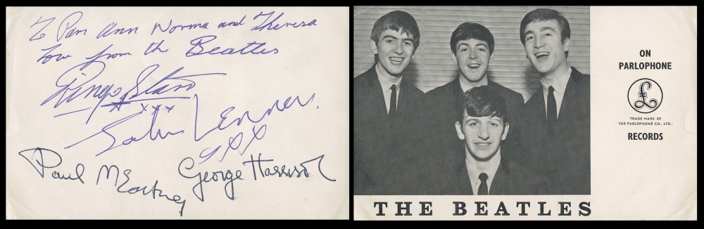 John Lennon, George Harrison & Ringo Starr Signed "The Beatles" Vintage ...