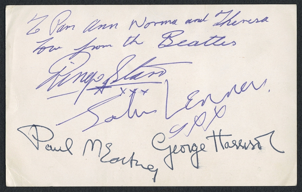 John Lennon, George Harrison & Ringo Starr Signed "The Beatles" Vintage ...