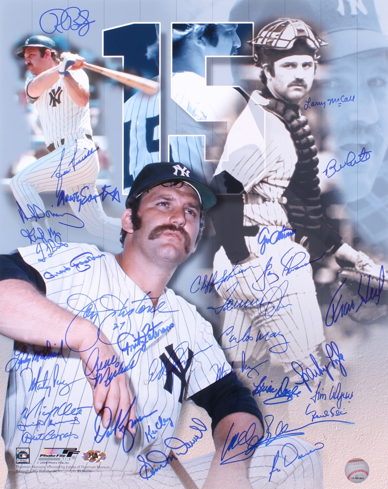 Thurman Munson Yankees 16x20 Photo Signed by (35) with Lou Piniella ...