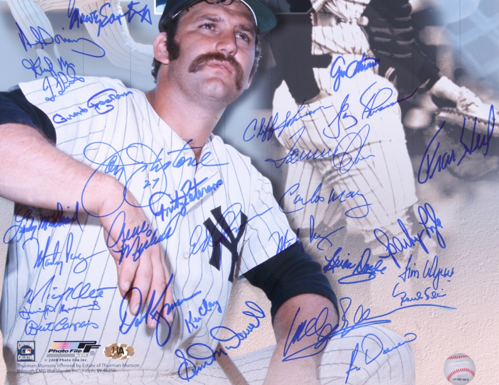 Thurman Munson Yankees 16x20 Photo Signed by (35) with Lou Piniella ...