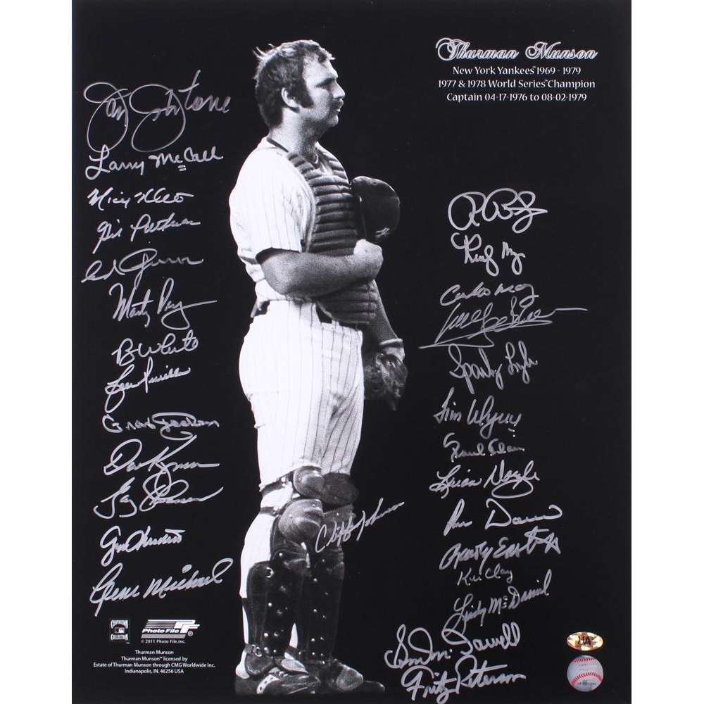 Thurman Munson Yankees 16x20 Photo Signed by (28) with Lou Piniella ...