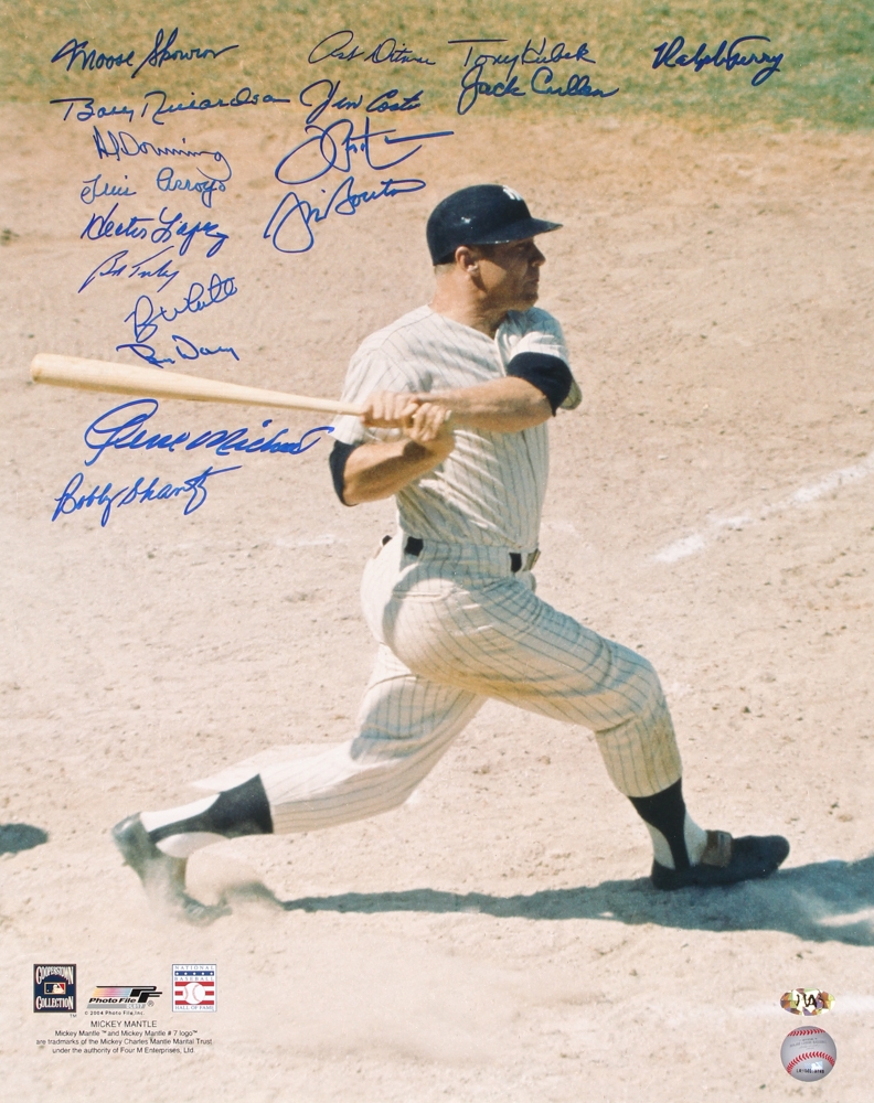Yankees Legends 16x20 Photo Signed By (17) with Moose Skowron, Bobby Shantz, Tony Kubek, Bobby ...