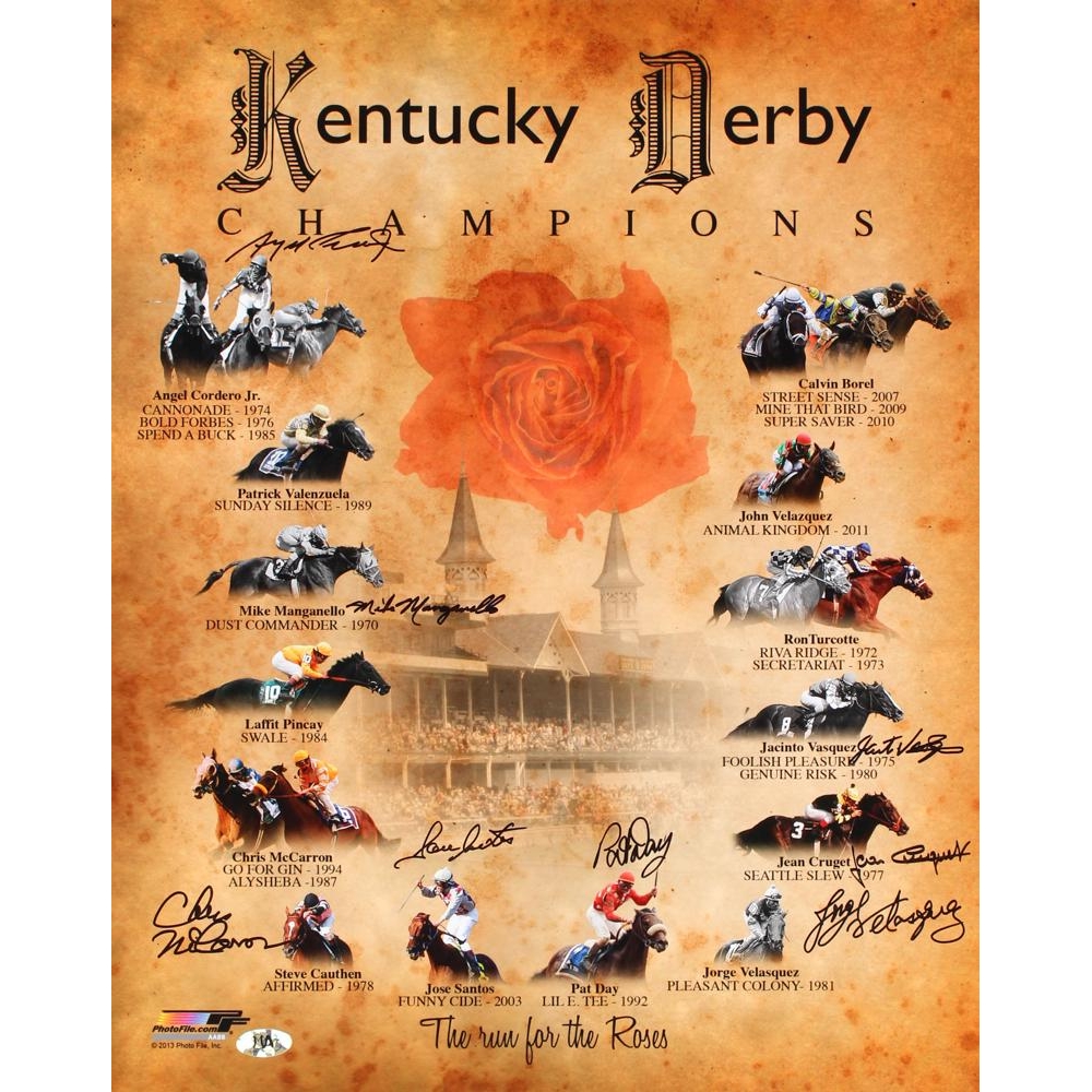 Kentucky Derby Champions 16x20 Photo Signed by (8) with Pat Day, Jean ...