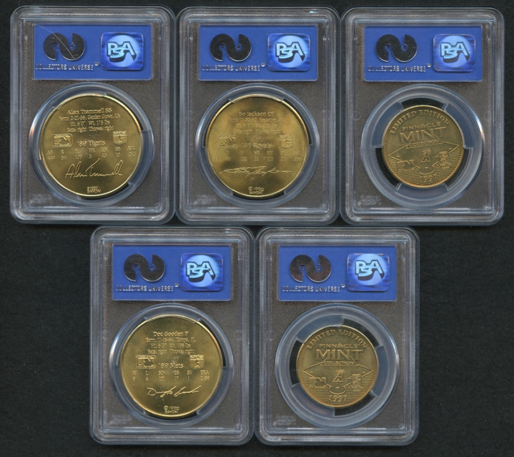 Lot of (5) PSA Graded Baseball Coins with 1997 Pinnacle Mint #4 Cal ...