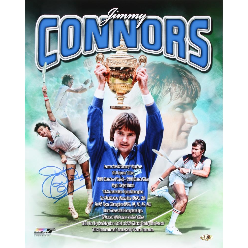 Jimmy Connors Signed Career Highlight 16x20 Photo (MAB Hologram ...