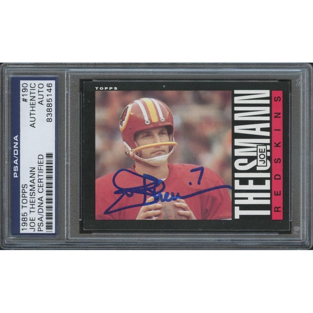Joe Theismann Signed 1985 Topps #190 (PSA Encapsulated) | Pristine Auction