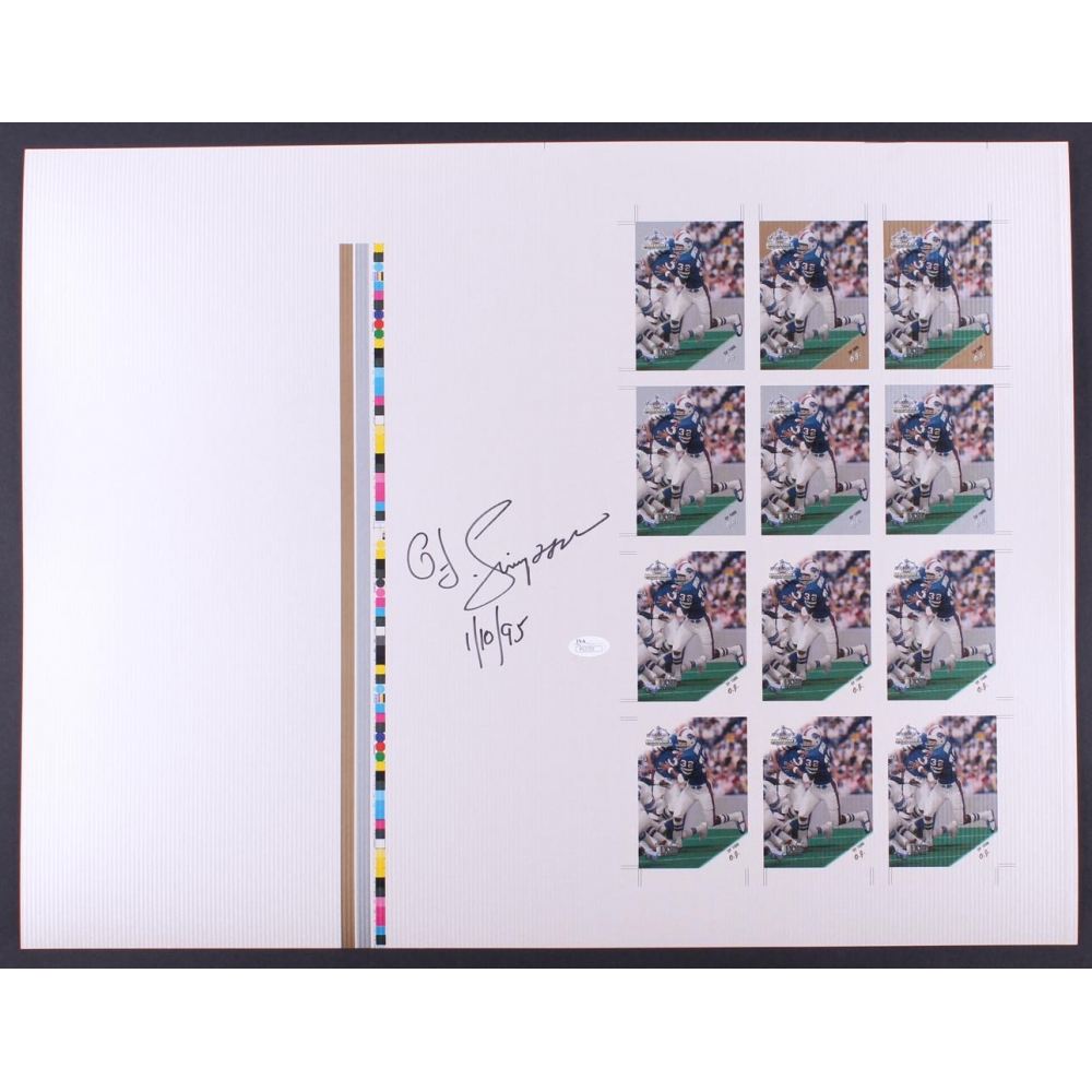 O.J. Simpson Signed 19x25 Uncut Sheet of (12) Football Cards Inscribed ...