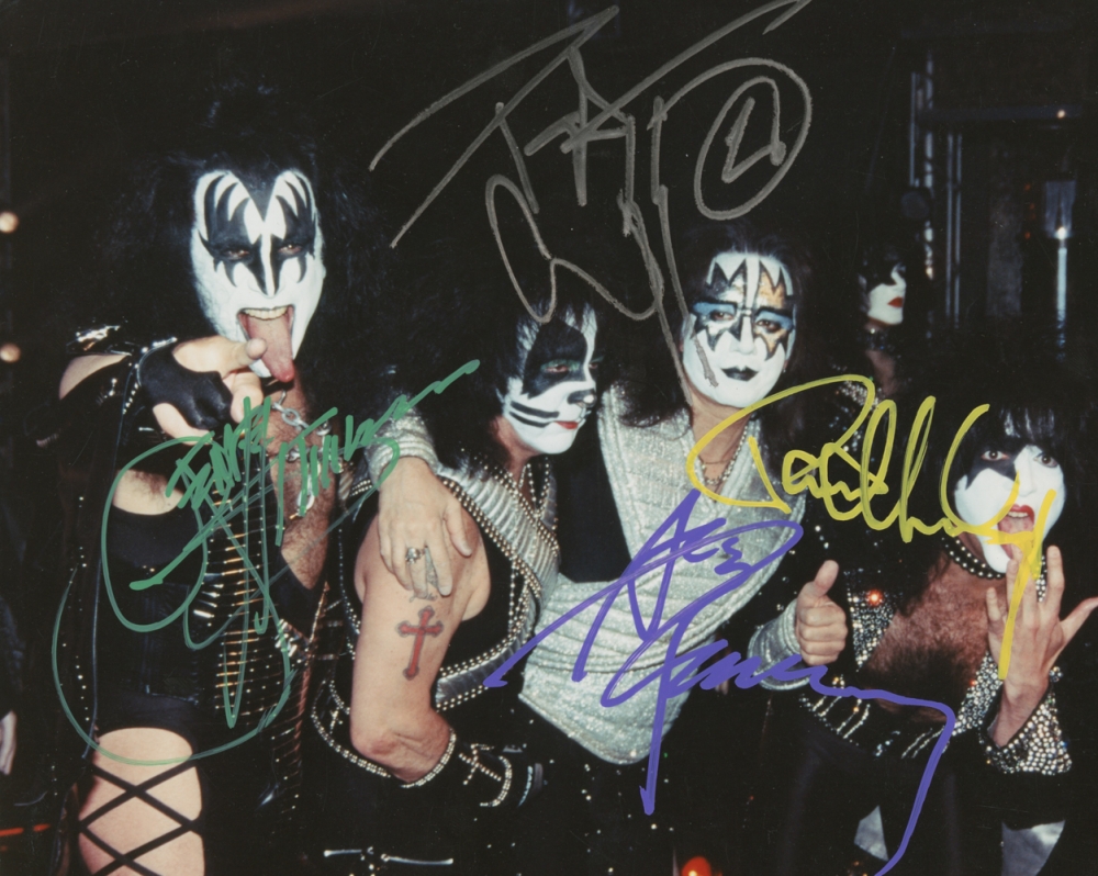 "KISS" 8x10 Photo Signed by All (4) with Paul Stanley, Gene Simmons, Ace Frehley & Peter Criss ...