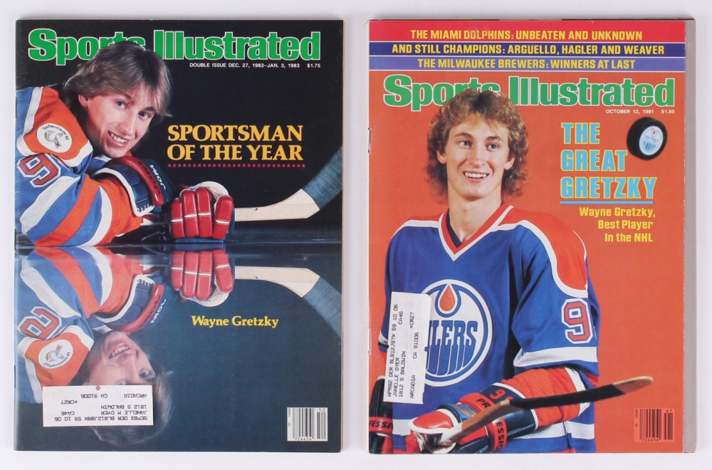 Lot of (2) Original Wayne Gretzky Oilers 1981 & 1982 Sports Illustrated ...