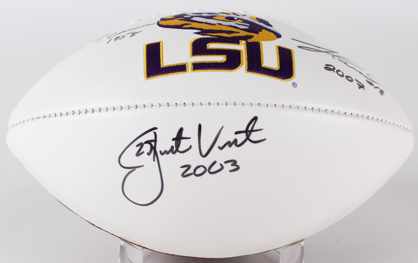 Billy Cannon, Justin Vincent & Jacob Hester Signed LSU Logo Football ...