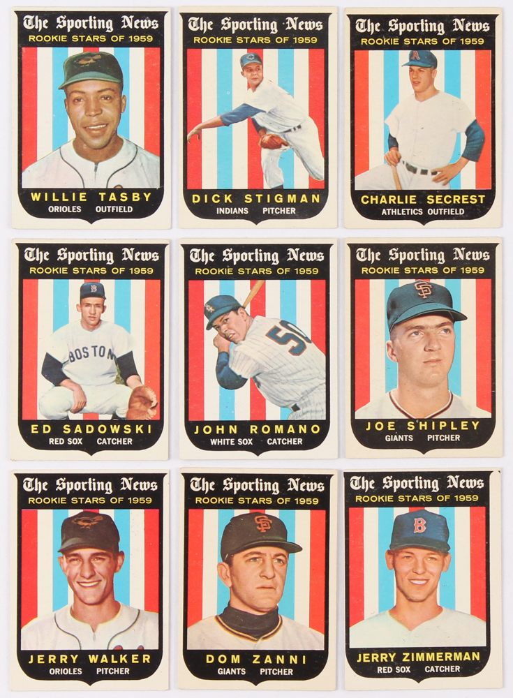 Lot of (9) 1959 Topps Baseball Cards With #138 John Romano RC, #139 Ed ...