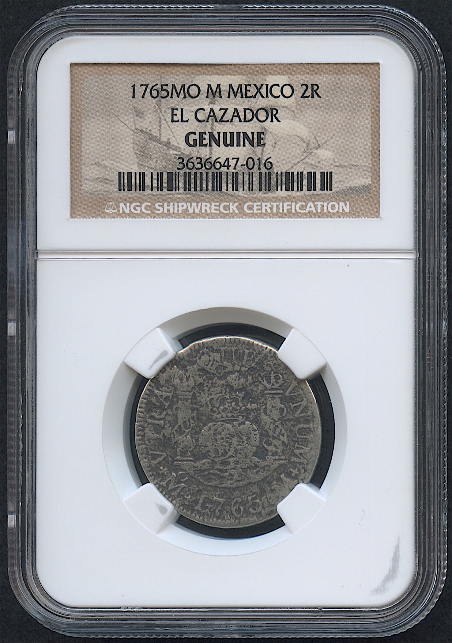 1765 2 Reales MO M Pillar Coin Silver Shipwreck Coin from the El ...