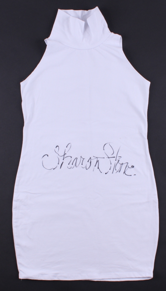 Sharon Stone Signed White Turtleneck Dress (PSA COA) | Pristine Auction