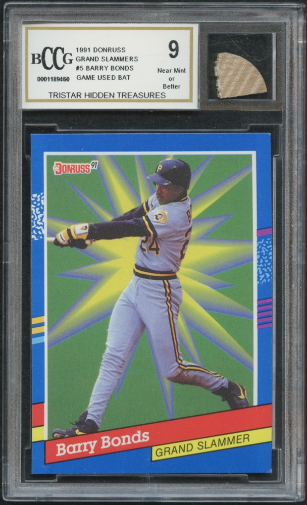 1991 Donruss Grand Slammers #5 Barry Bonds with Piece of Game-Used Bat ...