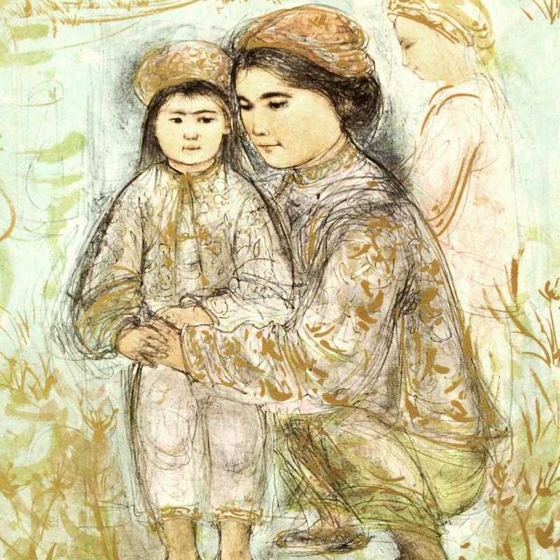 Edna Hibel Signed "Mrs. Hsu" Numbered LE 22x30 Lithograph on Rice Paper ...