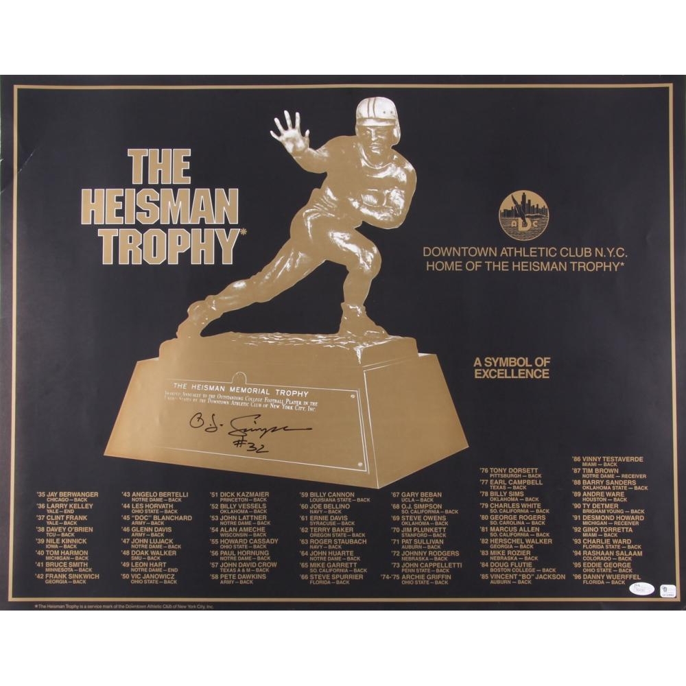O.J. Simpson Signed "The Heisman Trophy" 22x28 Poster (JSA COA ...